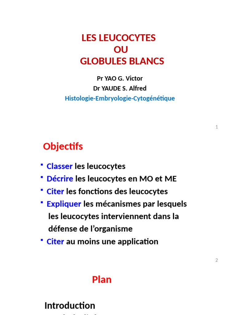 Classification et fonctions des leucocytes | PDF | Système immunitaire ...