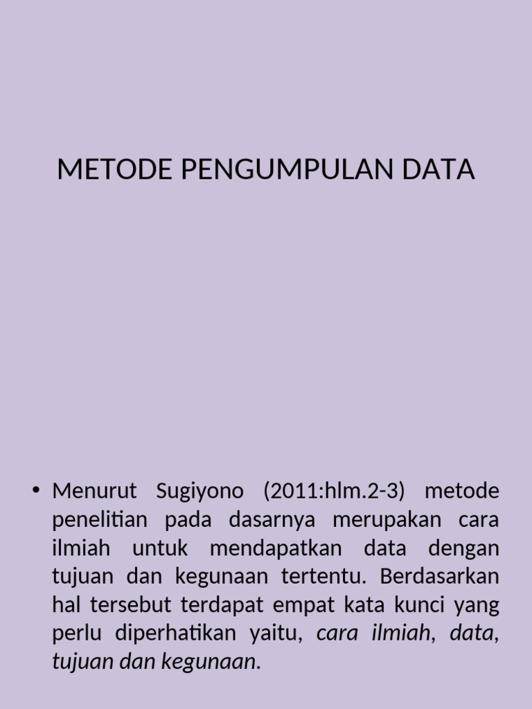 Metode Pengumpulan Data Penelitian | PDF