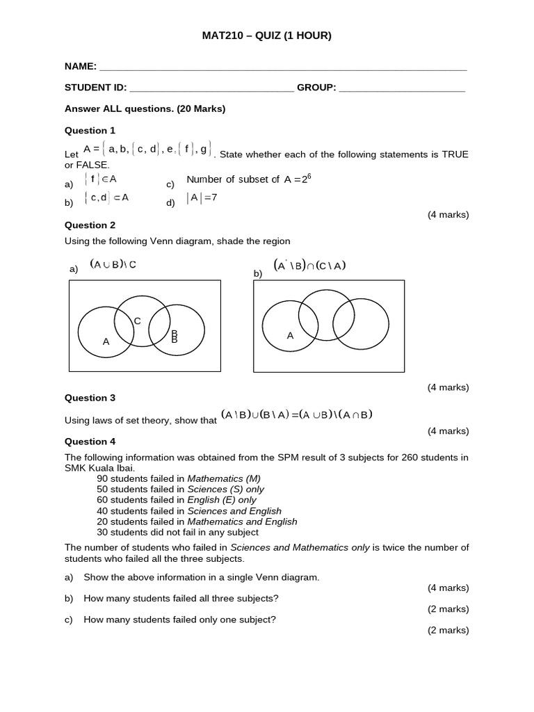 Quiz Mat210 Set1 | PDF
