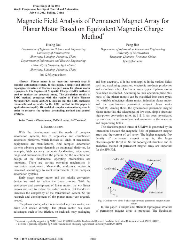 Magnetic Field Analysis of Permanent Magnet Array For Planar Motor Based On Equivalent Magnetic ...