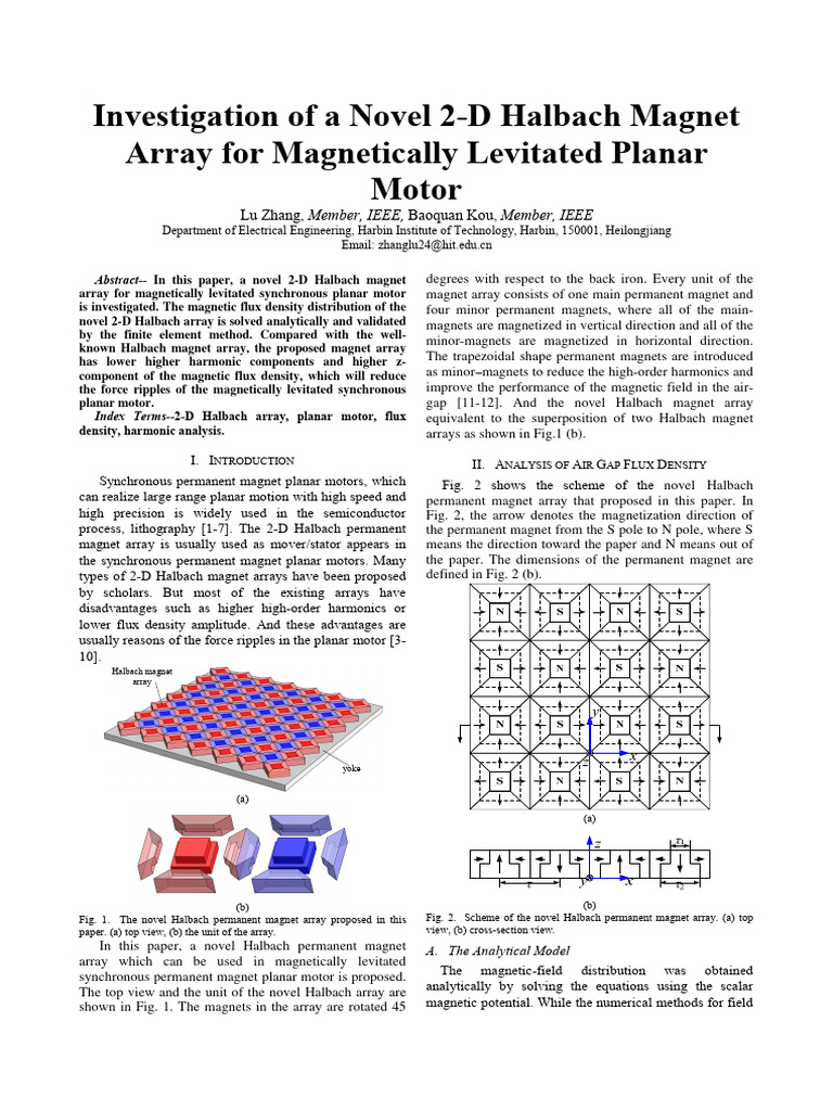 Investigation of A Novel 2-D Halbach Magnet Array For Magnetically ...