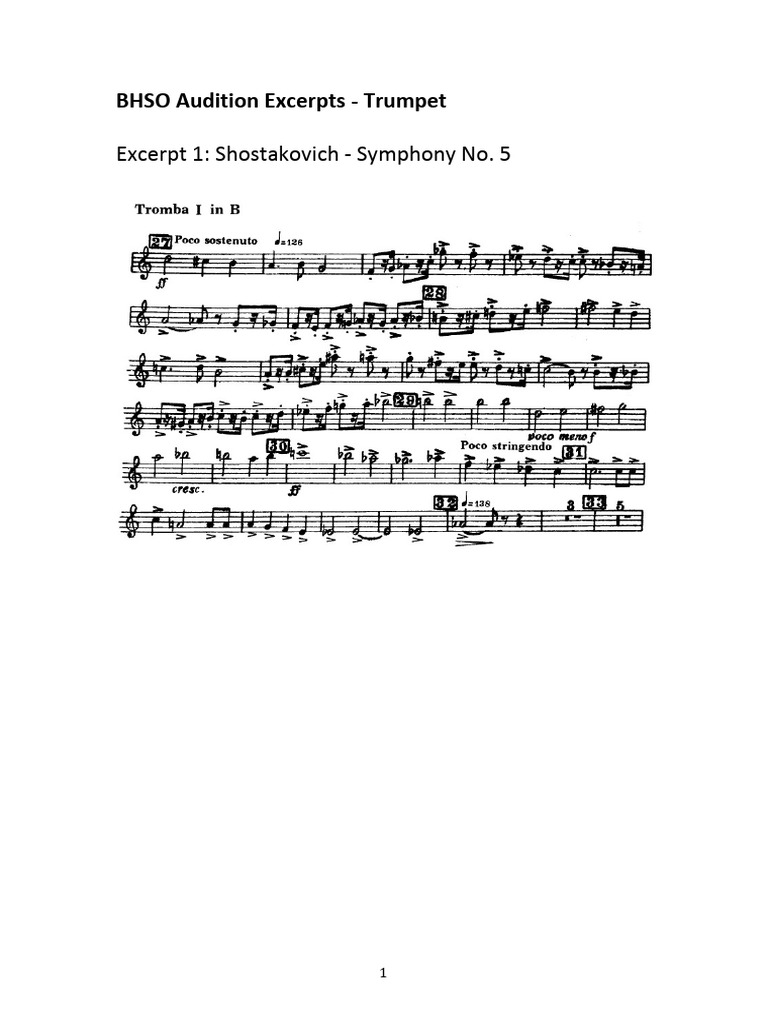 BHSO Audition Excerpts Trumpet | PDF