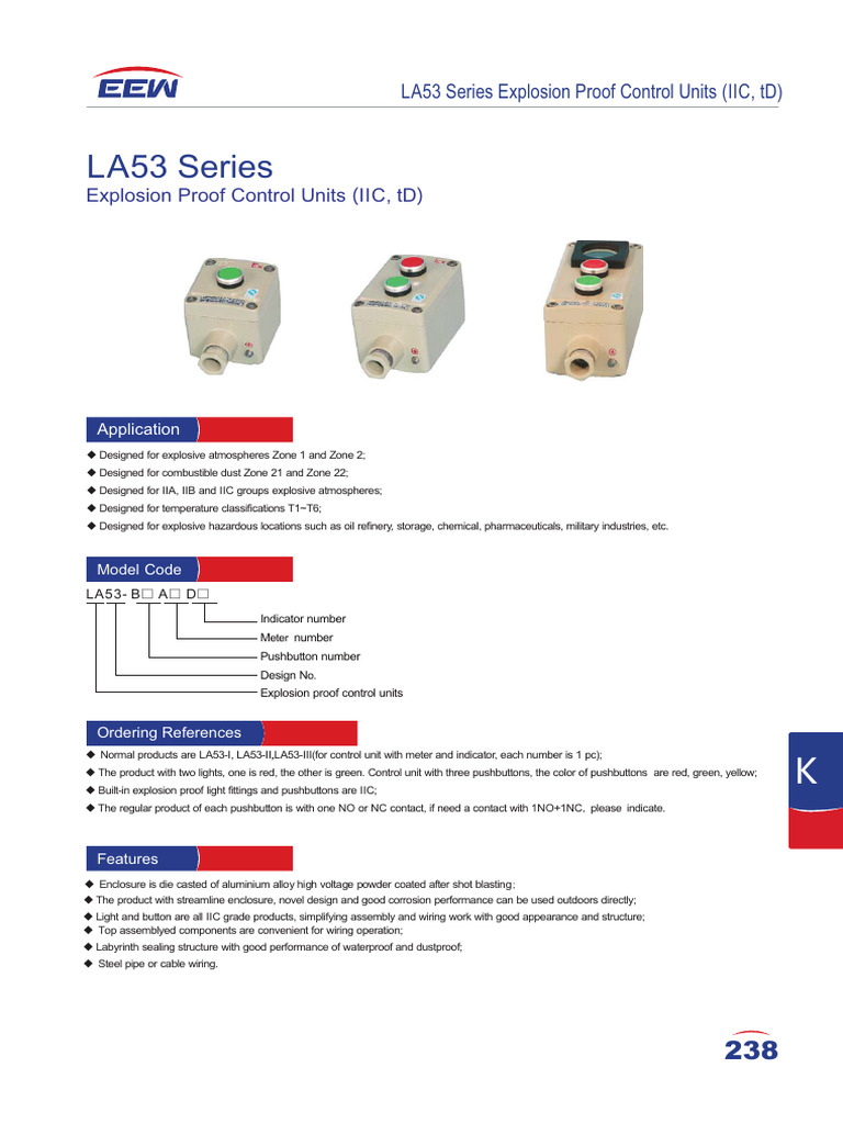 EEW Cat. LA53 Series Ex. Control Units | PDF | Electrical Wiring | Mechanical Engineering