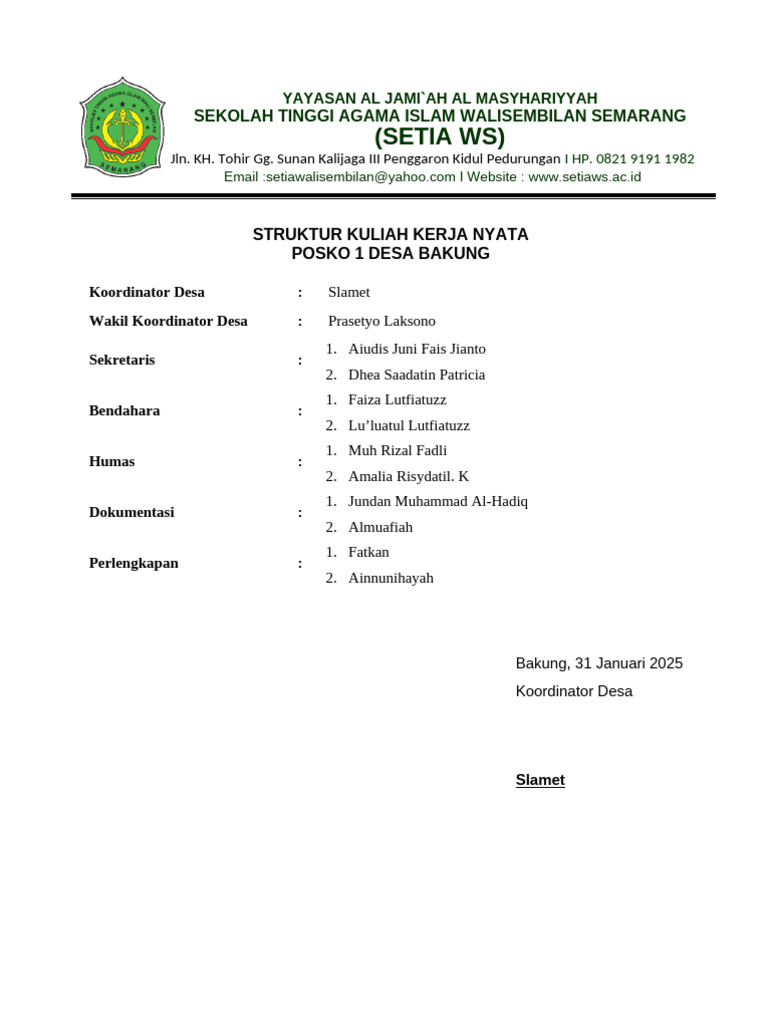 Struktur KKKN Kelompok 1 | PDF