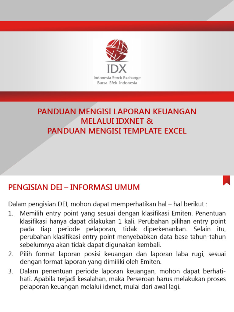 Panduan Pengisian Template Excel | PDF