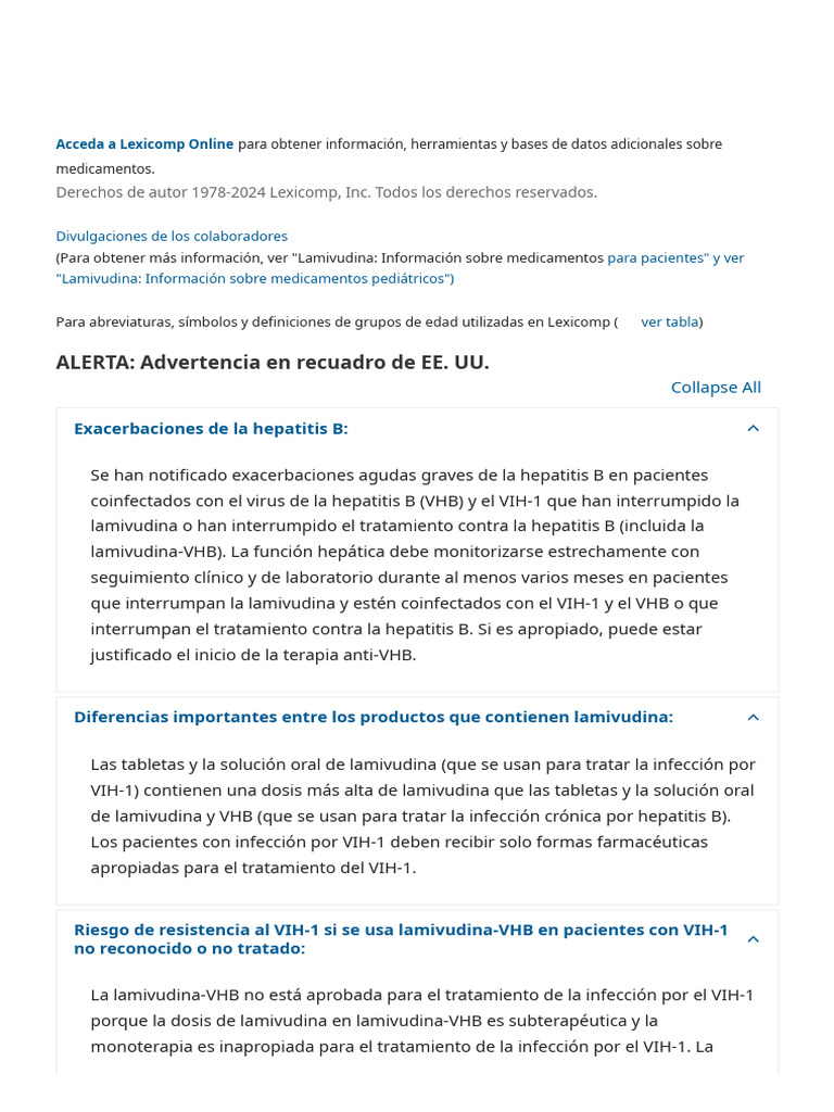 Lamivudina: Dosis y Advertencias Hepatitis B | PDF | Hepatitis B | VIH