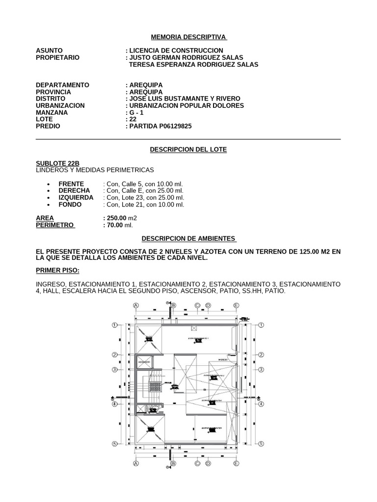 MEMORIA DESCRIPTIVA Randy | PDF