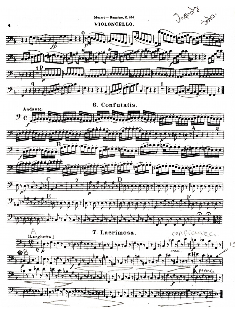 Lacrimosa - Mozart. Violonchelo | PDF