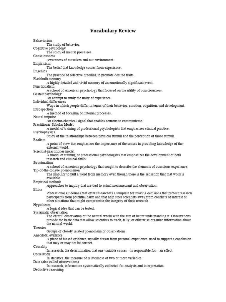 Key Psychology Terms and Concepts | PDF | Senses | Statistics