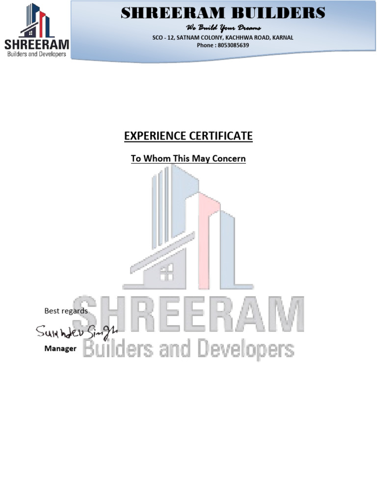 Shreeram Builders | PDF