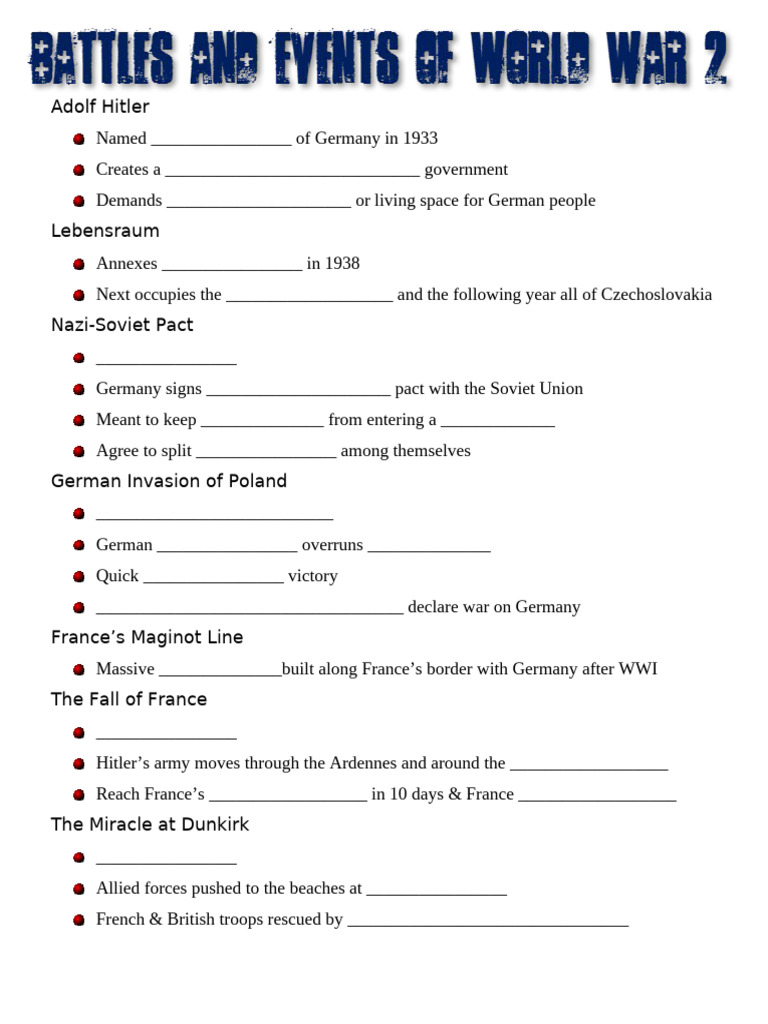 04 - Battles and Events of WW2 Notes Page | PDF | Nazi Germany | Empire ...