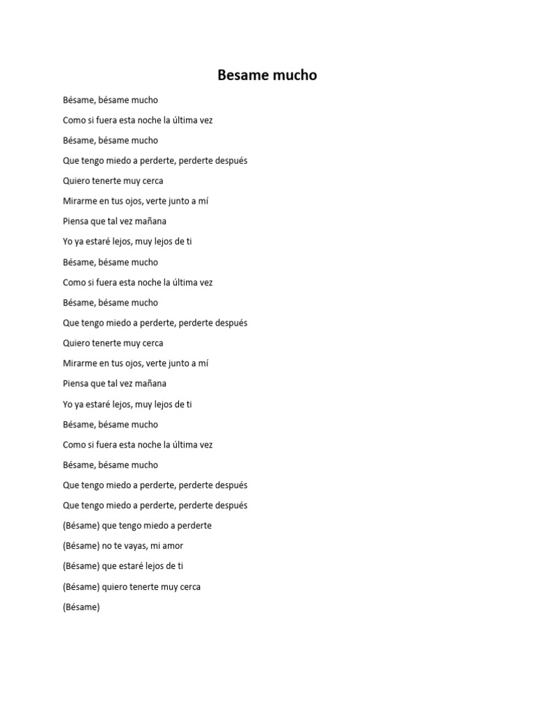 Bésame Mucho: Letra y Emoción | PDF