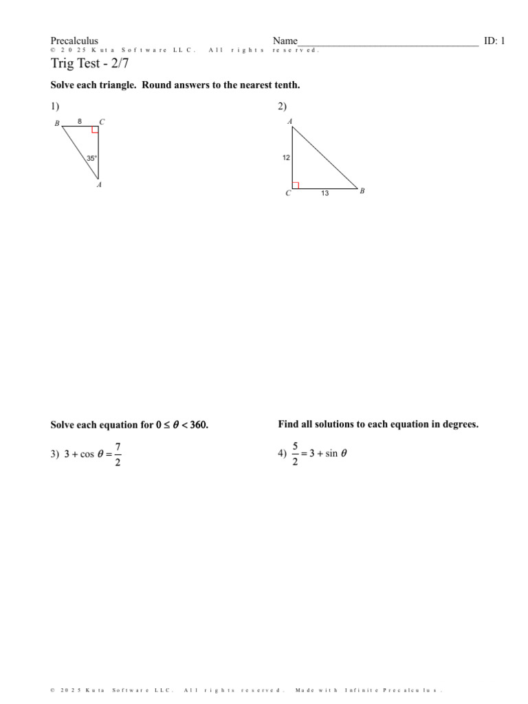 Trig Test - 27-1 | PDF