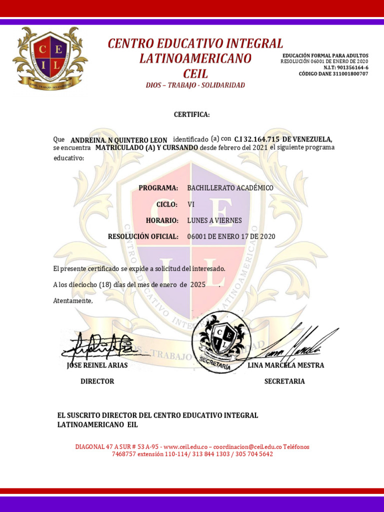 Contancias DE ANDREINA | PDF