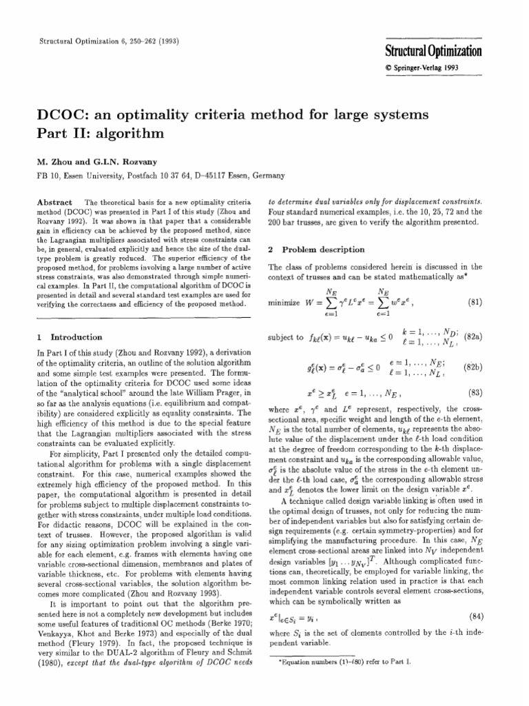 ZhouAndRozvany93 DCOCAlgorithm | PDF | Mathematical Optimization | Algorithms