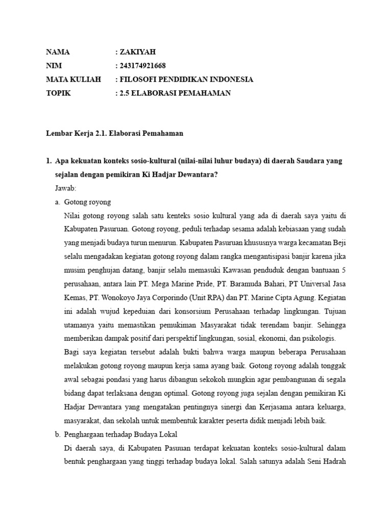 Zakiyah-FPI-T2.5 Elaborasi Pemahaman | PDF
