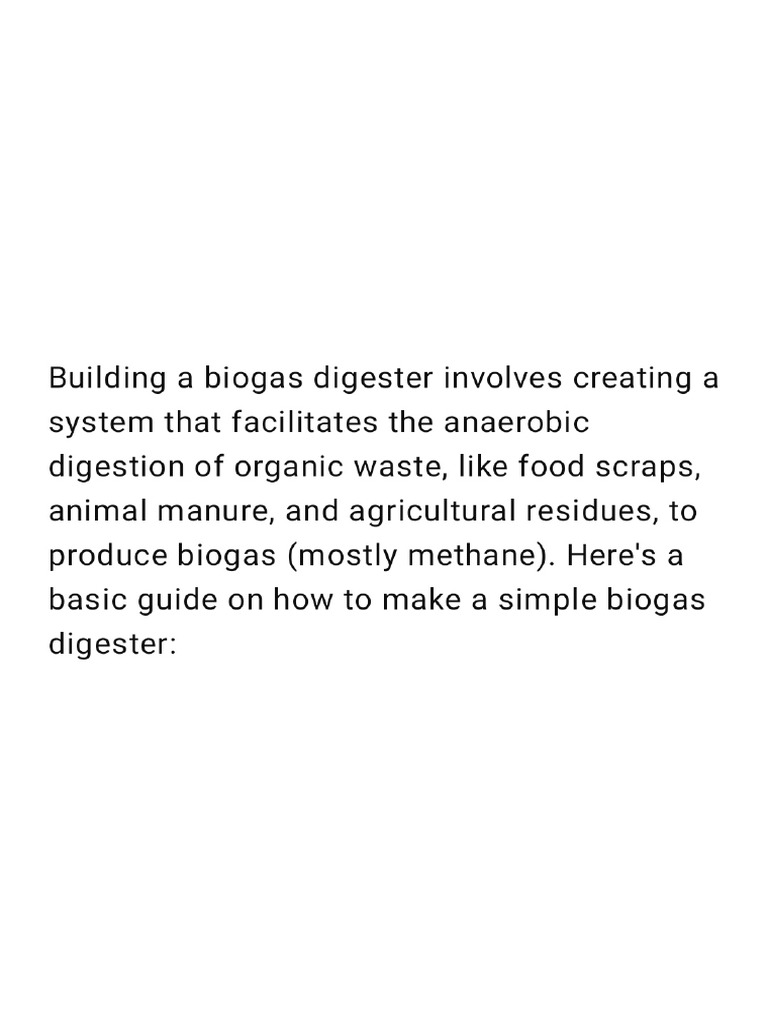 Diy Biogas Digester (Model by Qurat Ul Ain) | PDF
