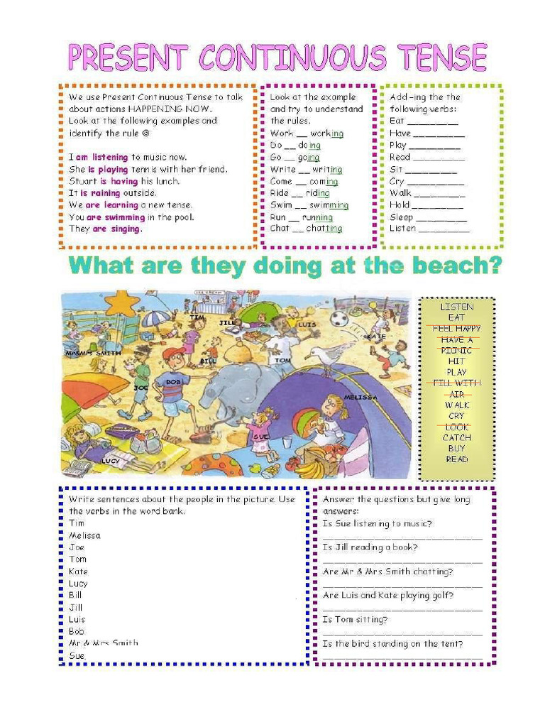 Activity Present Continuous Tense | PDF