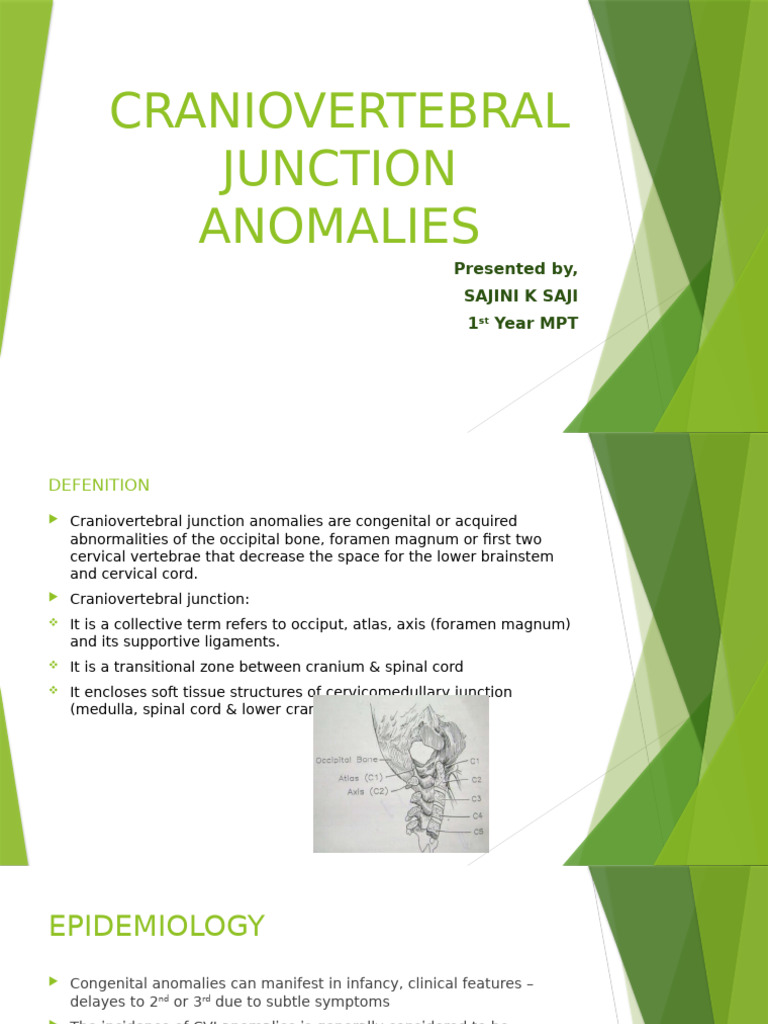 Craniovertebral Junction Anomalies | PDF | Vertebral Column | Nervous ...