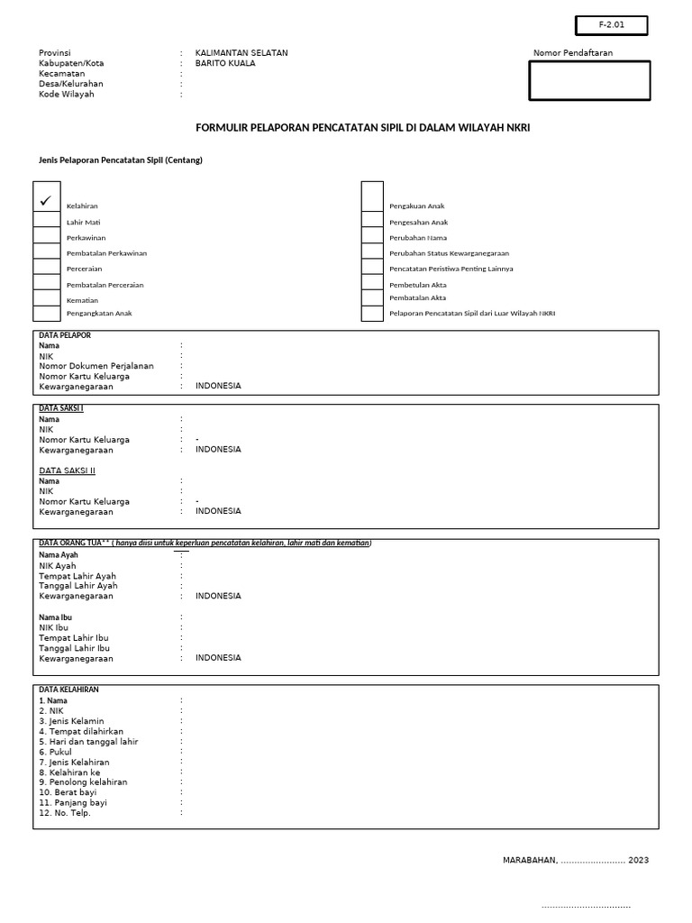 Formulir Akta Kelahiran Edit | PDF