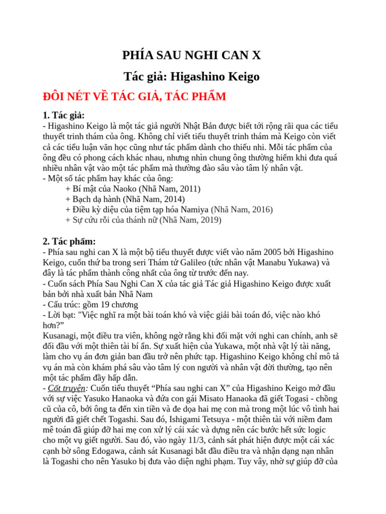 Phía Sau Nghi Can X | PDF