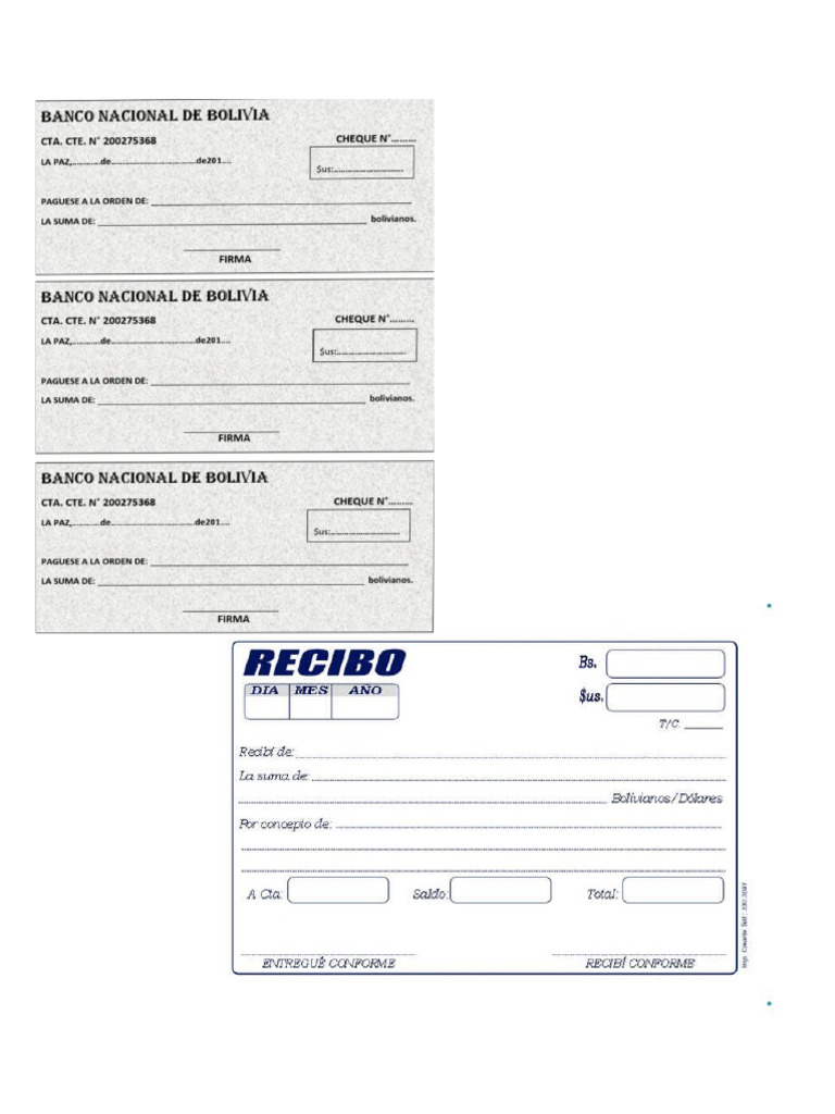 Documento cheque y recibo | PDF