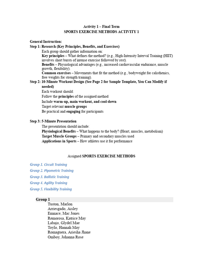 PE-Training Plan GROUP-4 | PDF | Strength Training | High Intensity ...