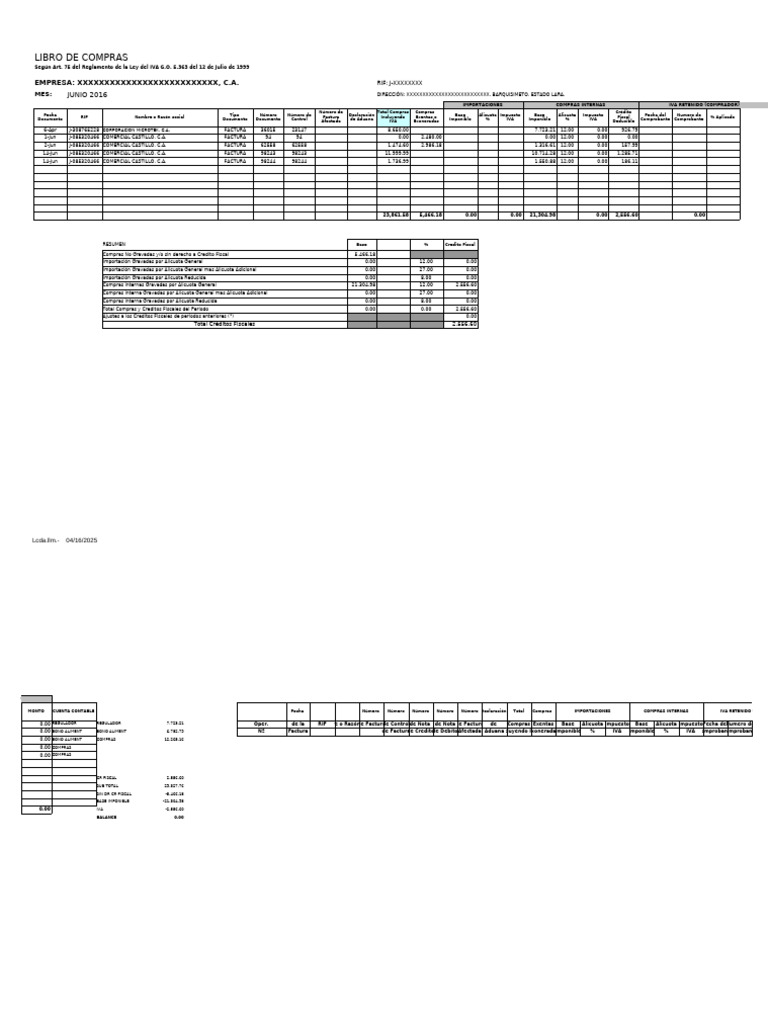Modelo Libro Iva Compras | PDF | Factura | Impuesto al valor agregado