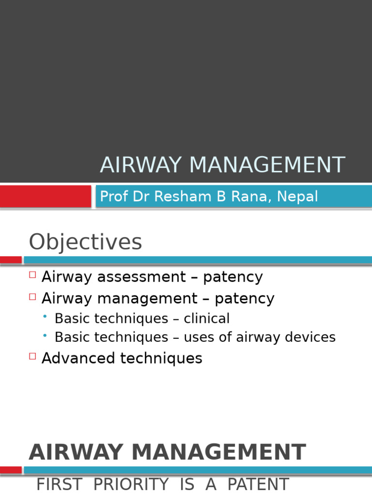 Airway Management Techniques Guide | PDF | Anesthesia | Intensive Care ...