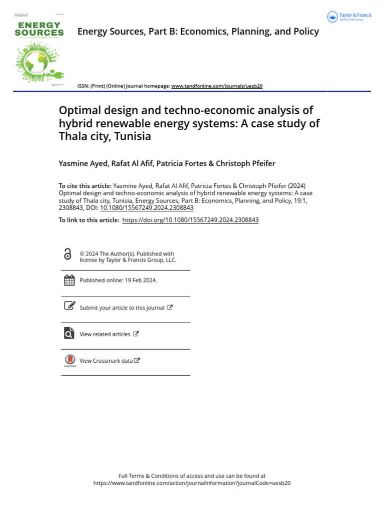 Optimal design and techno-economic analysis of hybrid renewable energy systems A case study of ...