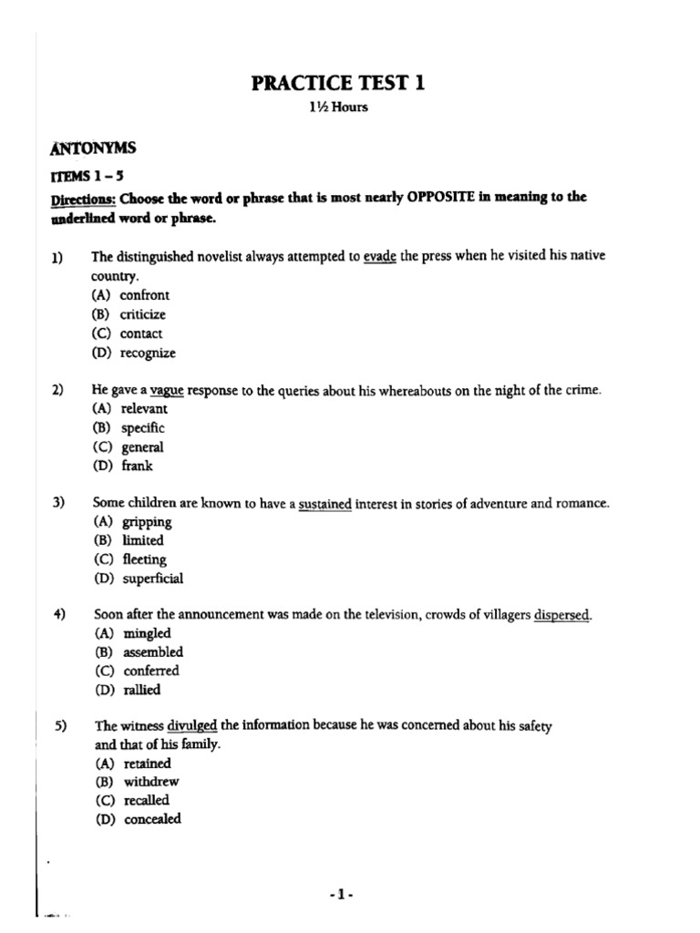 Eng A P 1 Practice Test 1 | PDF