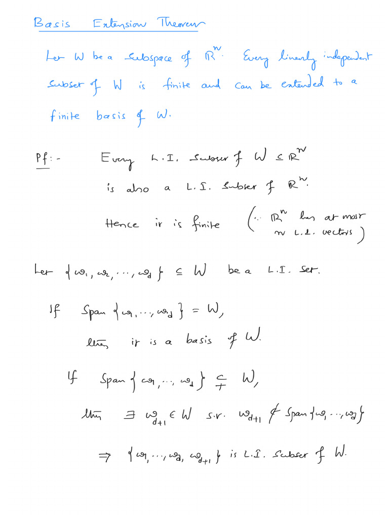 7 - Basis Extension Theorem | PDF