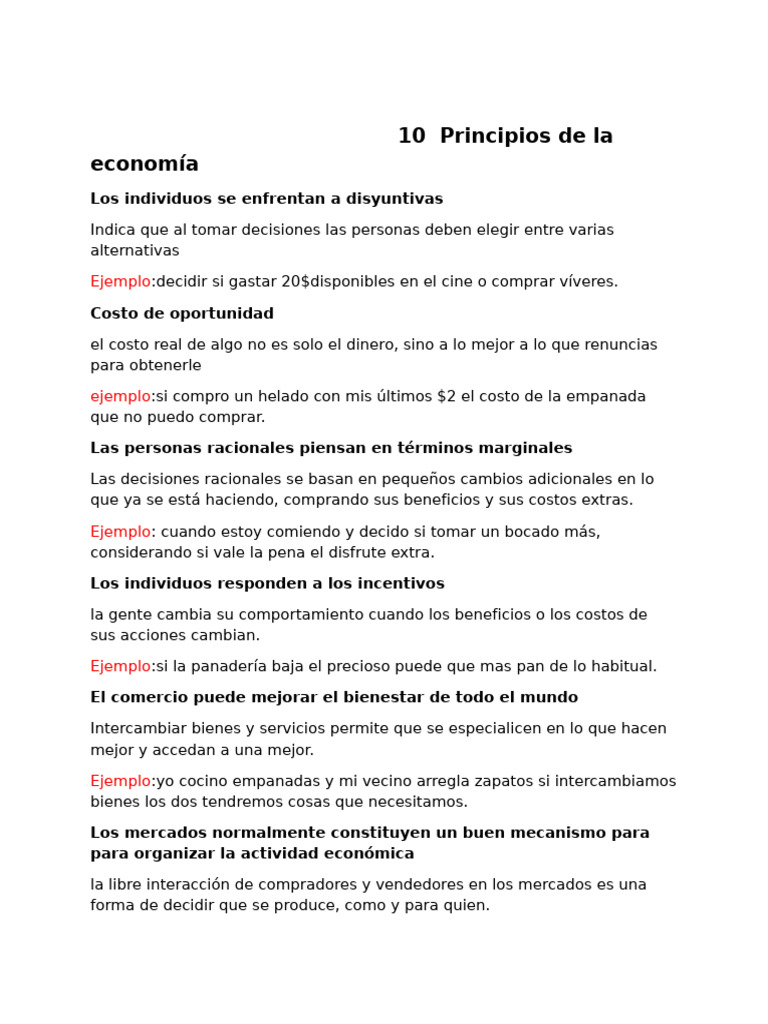 10 principios de la economia | PDF | Mercado (economía) | Inflación