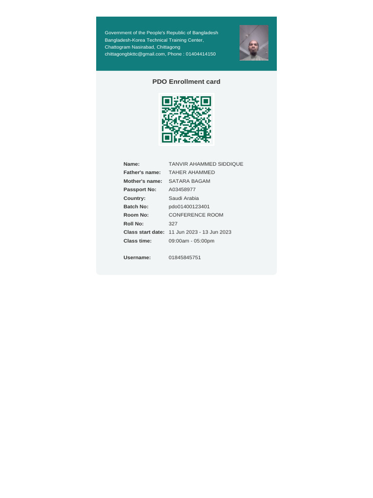 Enrollment Card 1451296-2 | PDF