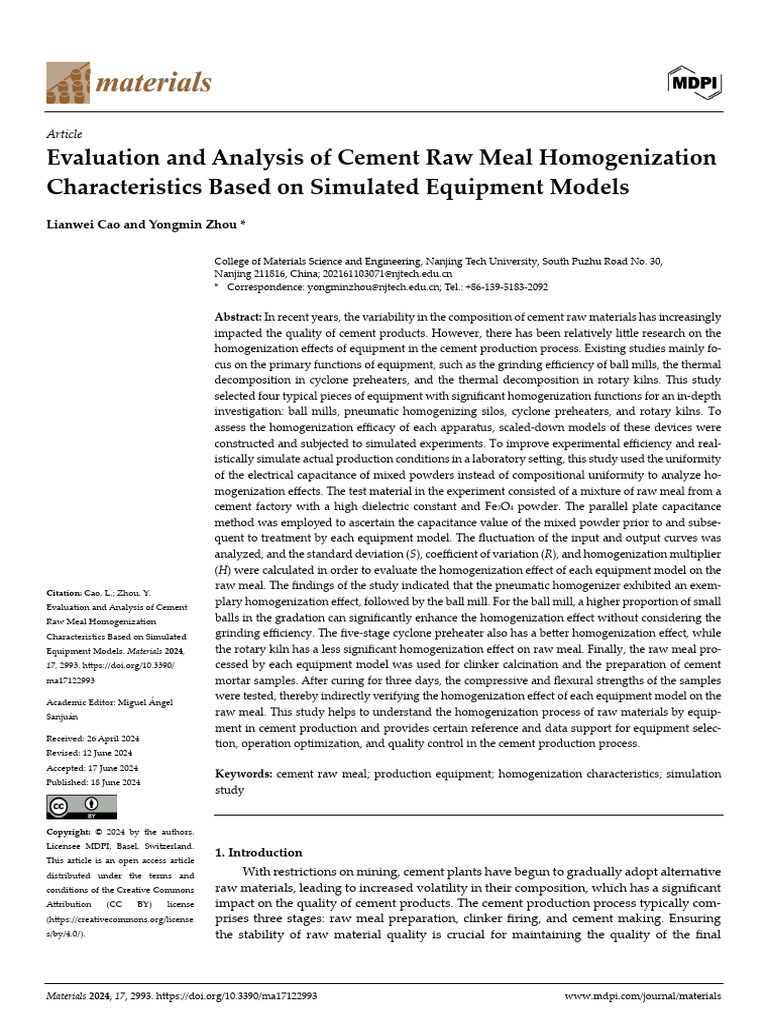 Evaluation and Analysis of Cement Raw Meal Homogen | PDF | Cement ...