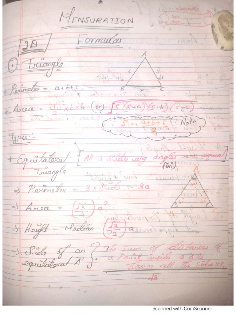 Mensuration Formula | PDF