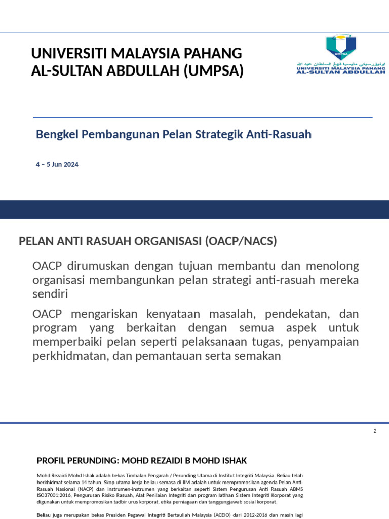 Template Pelan Tindakan Oacp Umpsa (Kumpulan 1) 4 Jun 2024 | PDF