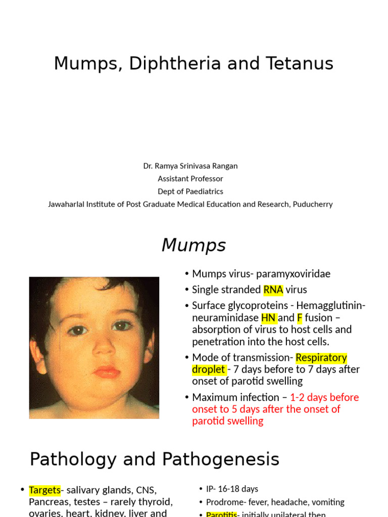89.mumps and Neonatal Tetanus | PDF | Medical Specialties | Immunology