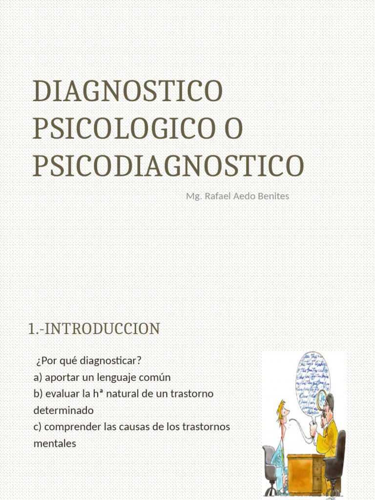 DEFINICIONES DEL DIAGNOSTICO PSICOLOGICO ppt | PDF