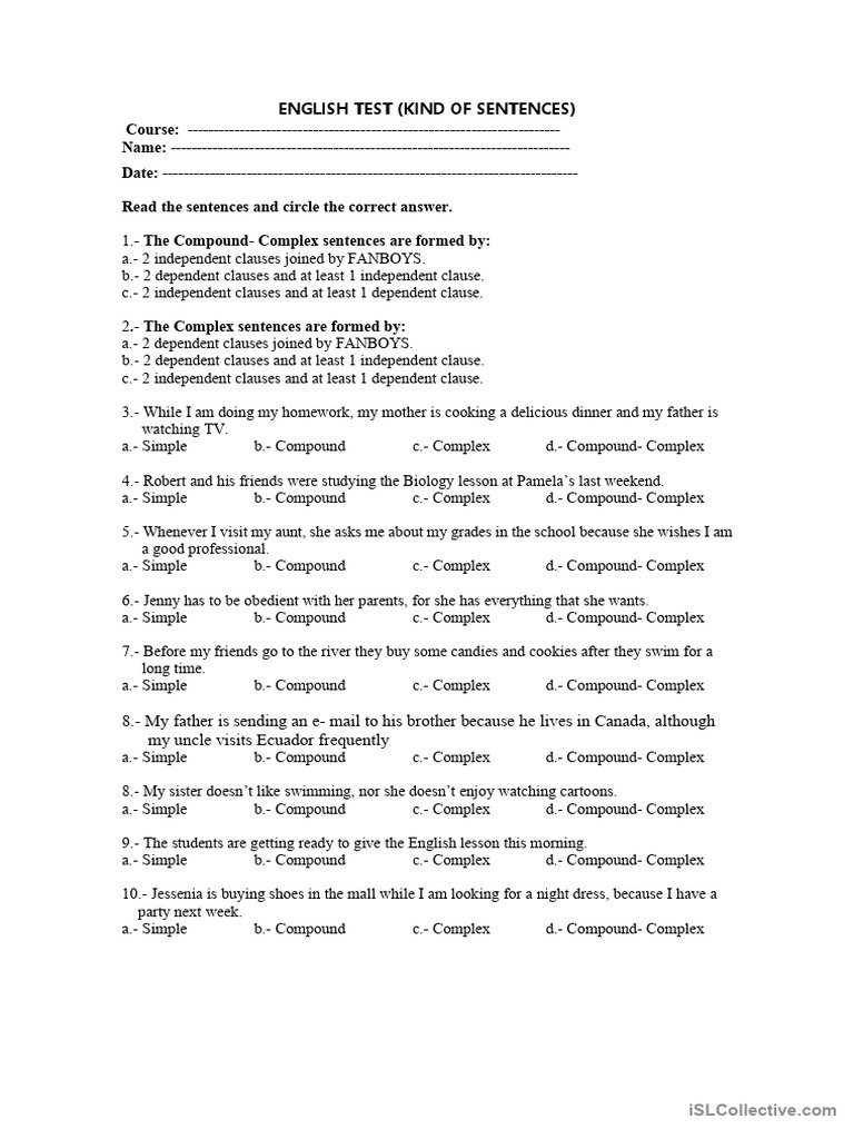 Read The Sentences Carefully and Choose The Correct One | PDF