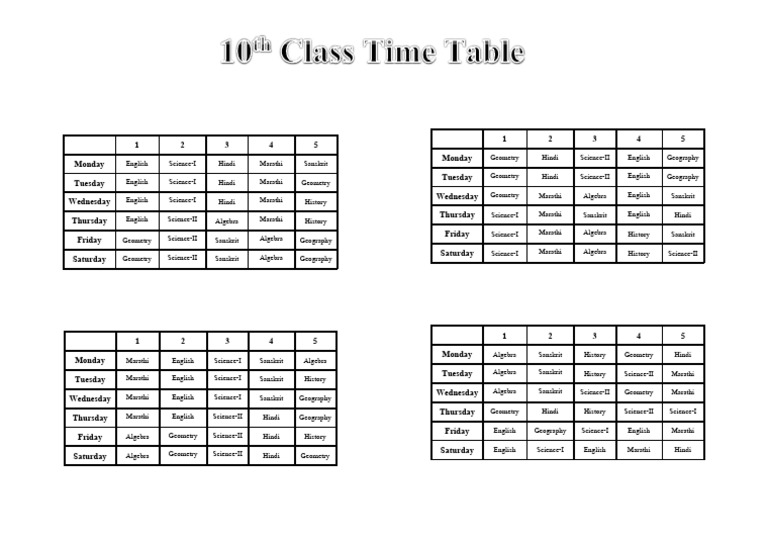 10th Class Time Table 2025-26 | PDF