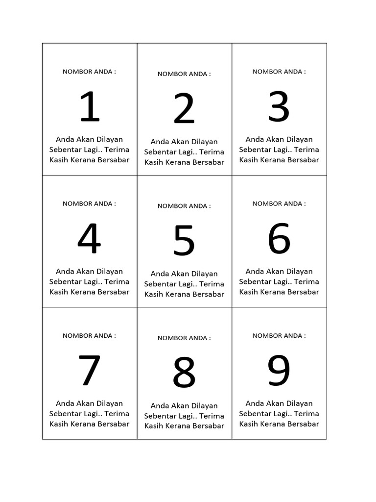 Kad Nombor Giliran | PDF
