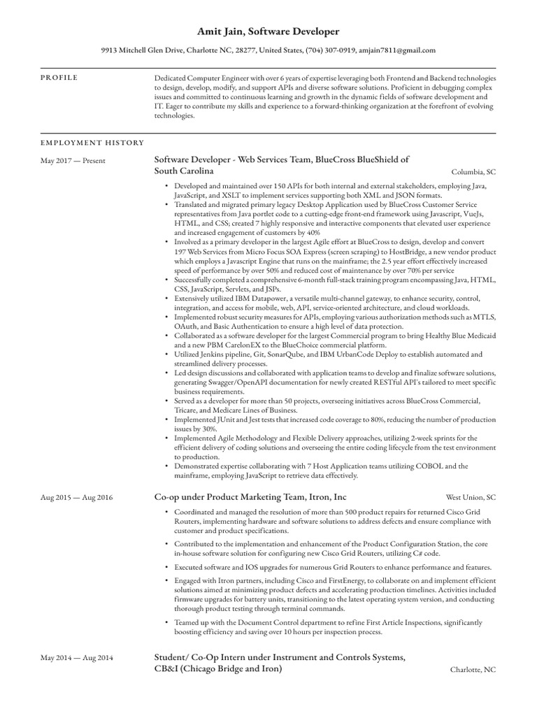 Software Developer Profile: Amit Jain | PDF | Software Development | Web Service