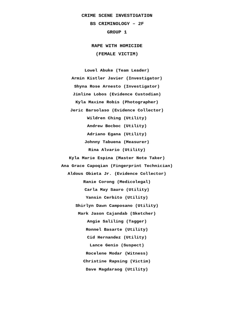 Rape-With-Homicide Case For Cso | PDF | Crime Scene | Law Enforcement