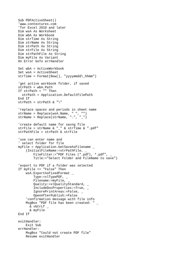 Sub PDFActiveSheet | PDF