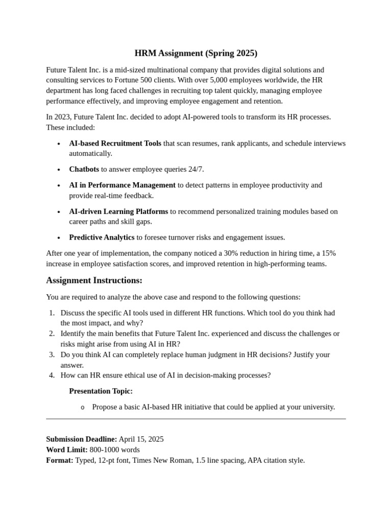 HRM Assignment | PDF