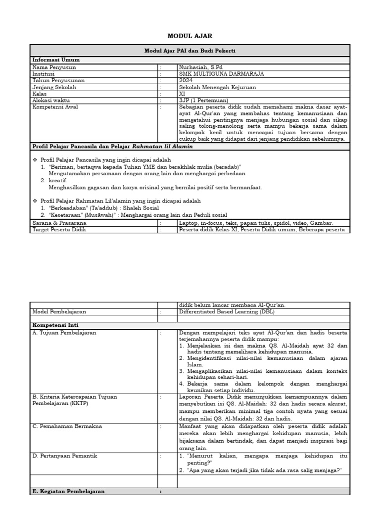 Modul Ajar DBL | PDF