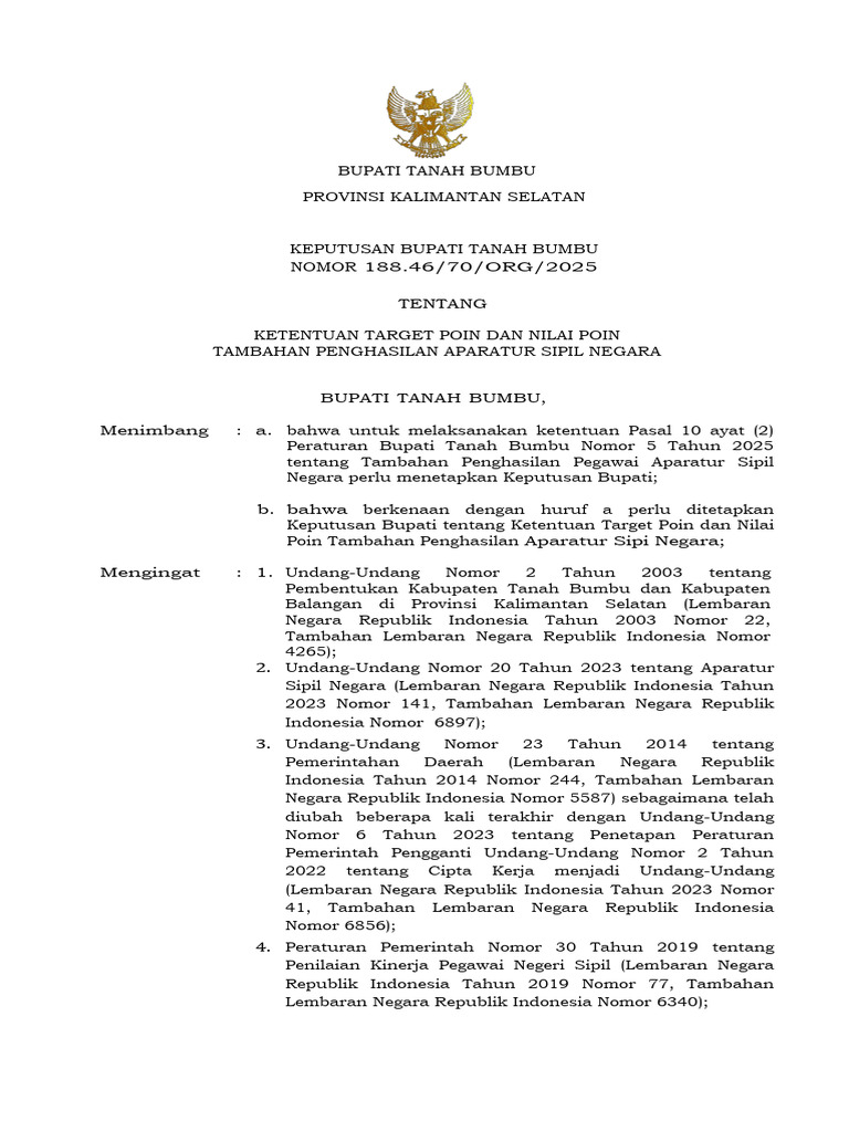 Ketentuan Target Poin ASN 2025 | PDF