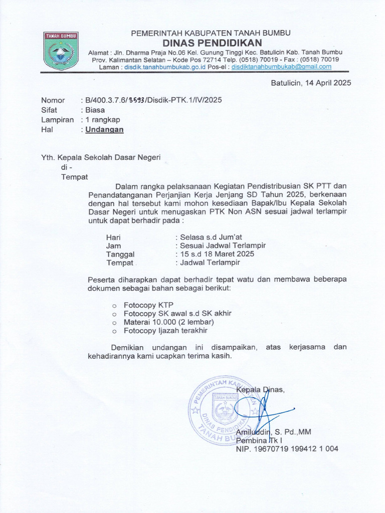 Kegiatan Pendistribusian SK PTT | PDF