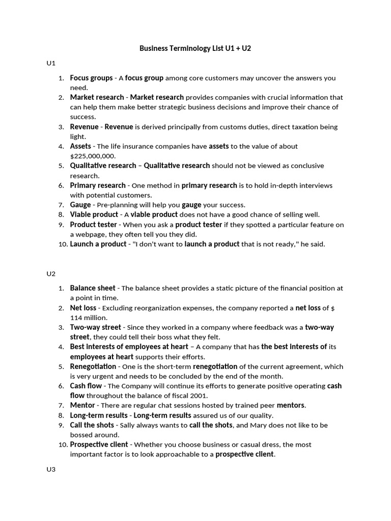Business Terminology List | PDF | Economies | Business